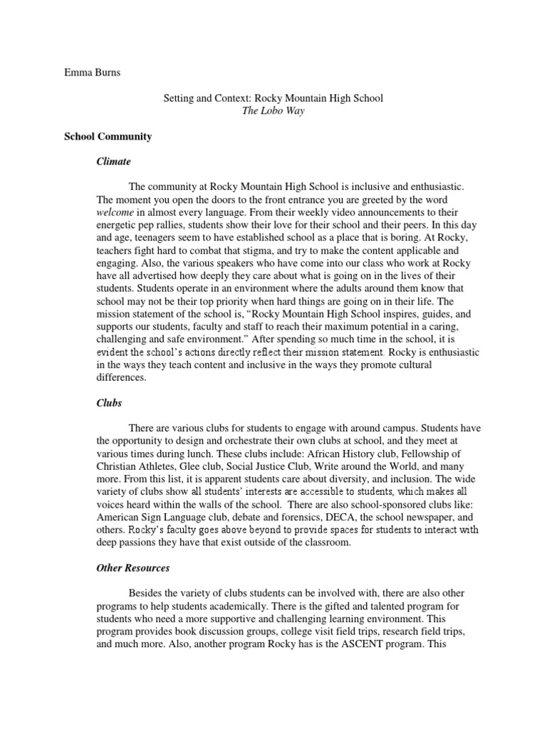 Setting and Context | PDF | Classroom | Communication