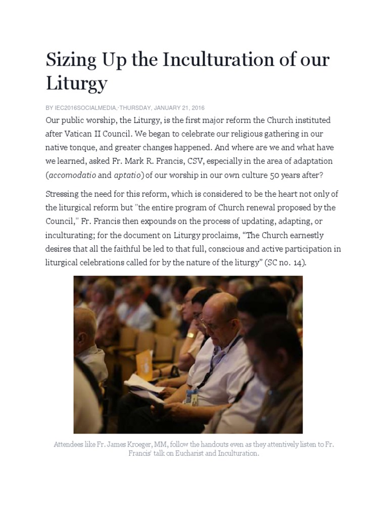 Sizing Up The Inculturation of Our Liturgy | PDF | Catholic Church ...