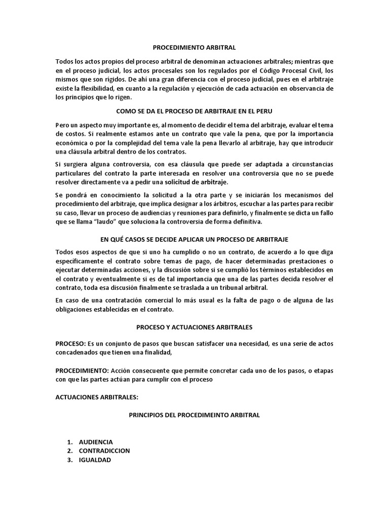 PROCEDIMIENTO ARBITRAL