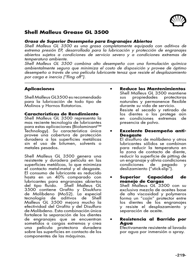 Malleus GL 3500 | PDF | Lubricante | Engranaje