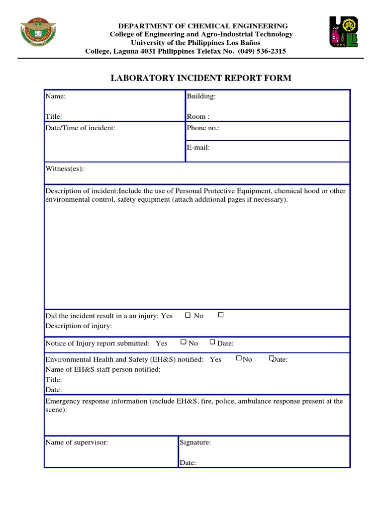 Laboratory Incident Report Form | PDF | Social Science | Science & Mathematics