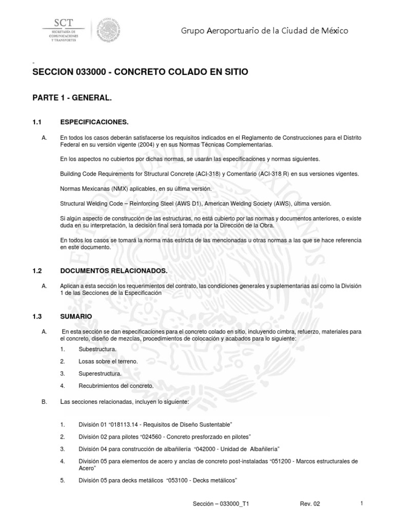 t1 Concreto Colado en Sitio Rev 02 | PDF | Acero | Calidad (comercial)