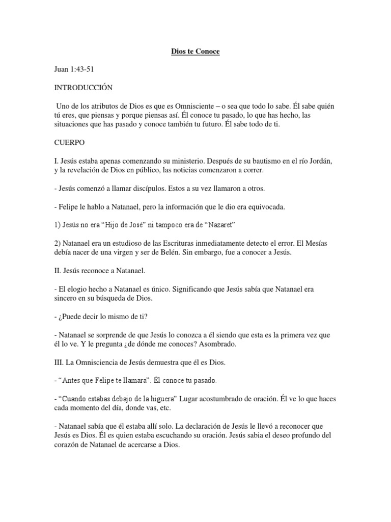 Dios Te Conoce | PDF | Jesús | Dios