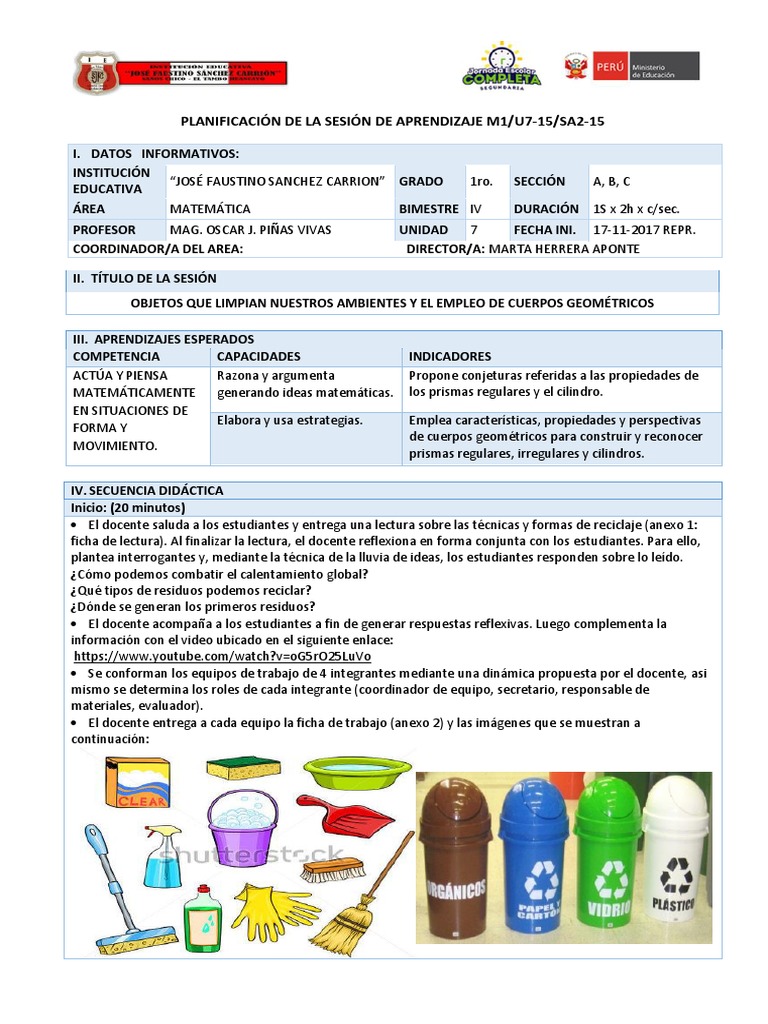 Mat1-U7-Sesión 02-15 2017 | PDF | Reciclaje | Residuos