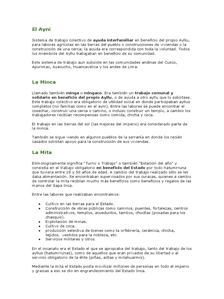 El Ayni | PDF | Imperio Inca | Sociedad