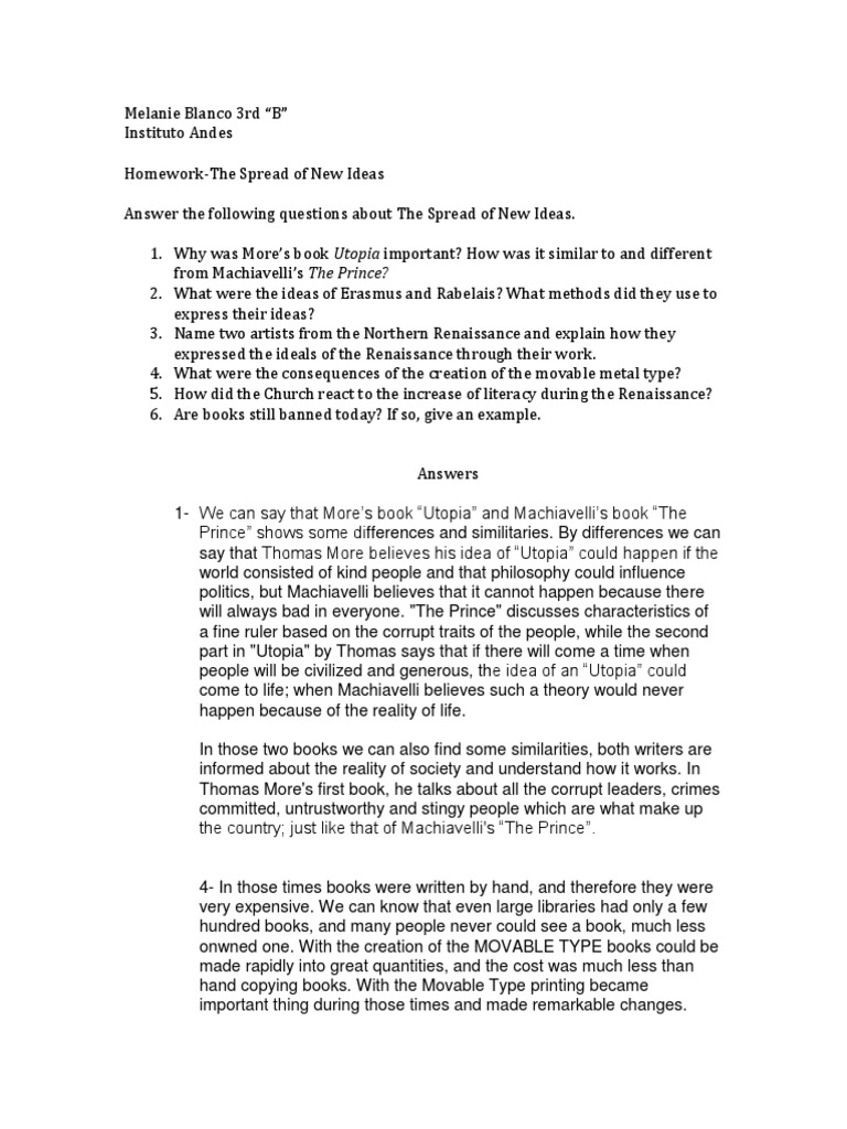 Assignment 3 - The Spread of New Ideas | PDF | The Prince | Niccolò ...