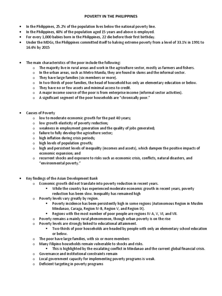 Understanding Poverty in the Philippines | PDF | Poverty | Poverty ...