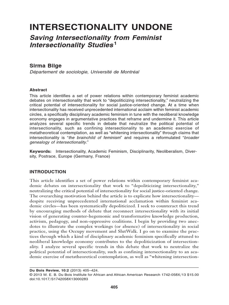 Sirma Bilge - Intersectionality - Undone PDF | PDF | Intersectionality | Feminism