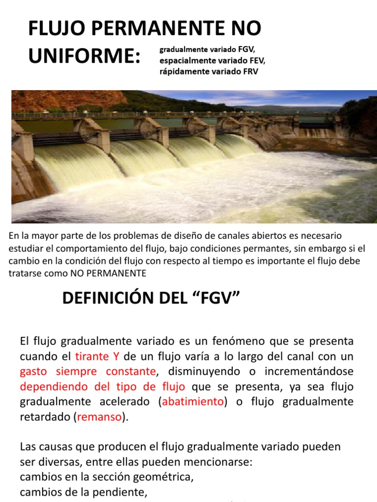Flujo Permanente Gradualmente Variado | PDF | Ecuaciones | Pendiente