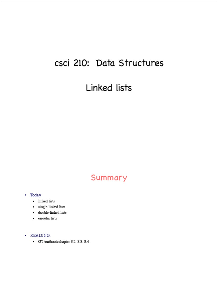 Csci 210 Data Structures Linked Lists Pdf Software Development Data 3346
