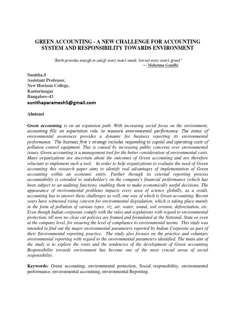 Green Accounting PDF | PDF | Environmentalism | Sustainability