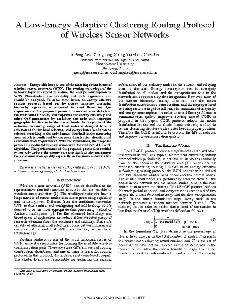 Leach Routing | PDF | Wireless Sensor Network | Cluster Analysis Leach Routing | PDF | Wireless Sensor Network | Cluster Analysis