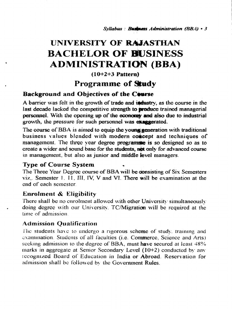 Rajasthan University BBA Syllabus 4 PDF | PDF