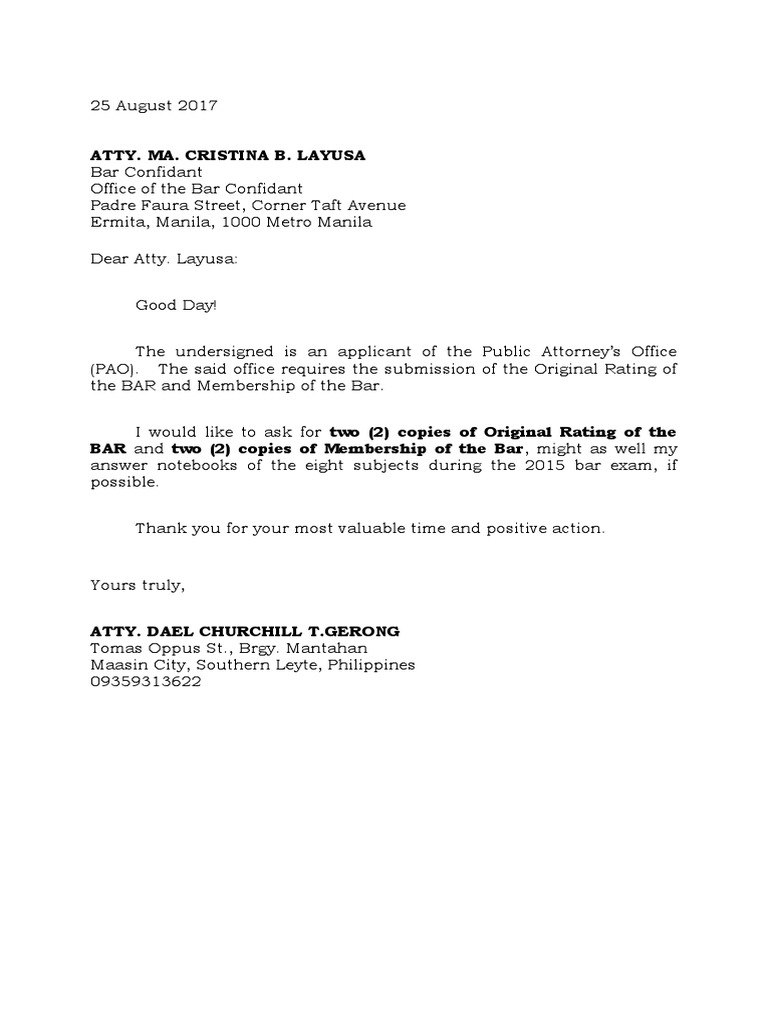 Letter Request - Copy at OBC | PDF