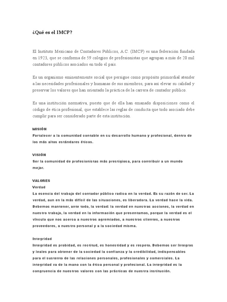 Qué Es El IMCP | PDF | Contador | Contabilidad