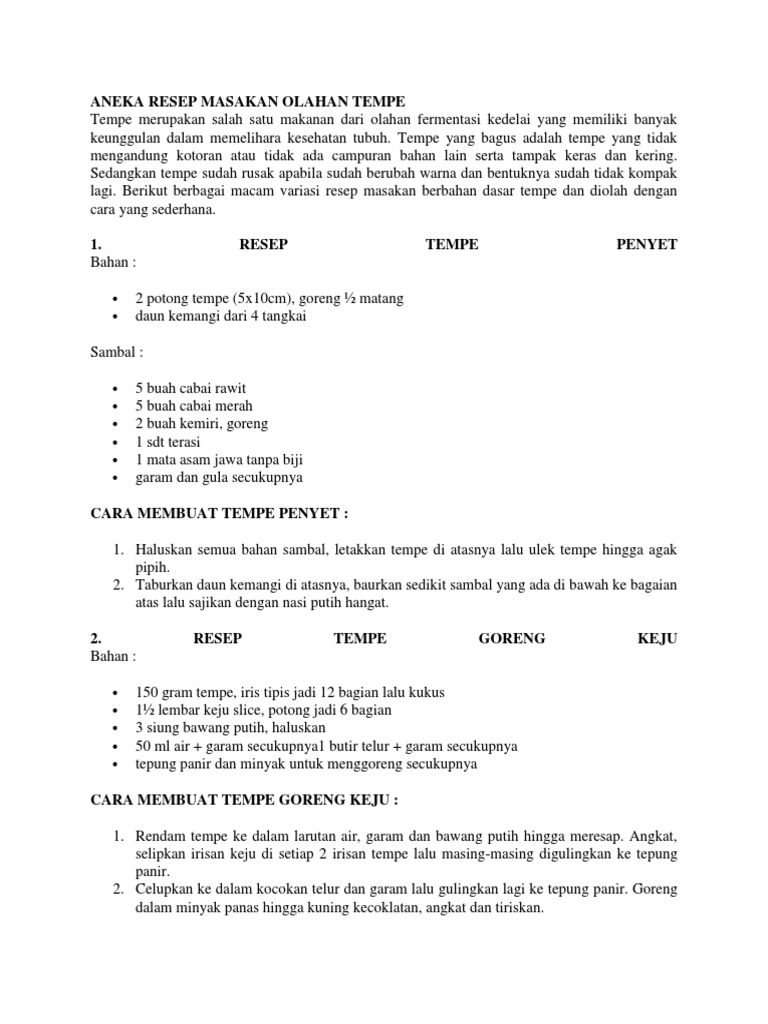 RESEP TEMPE | PDF