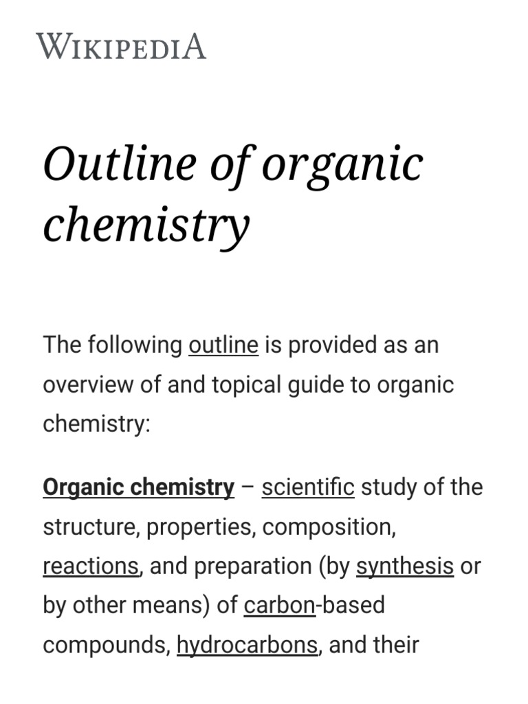 Outline of Organic Chemistry - Wikipedia PDF | PDF | Organic Compounds ...