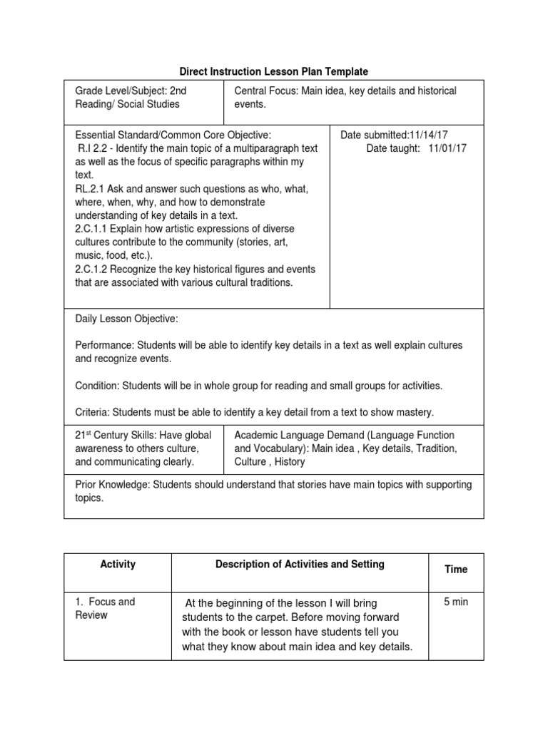 2nd Grade Reading Lesson Plan Template | PDF | Reading Comprehension ...