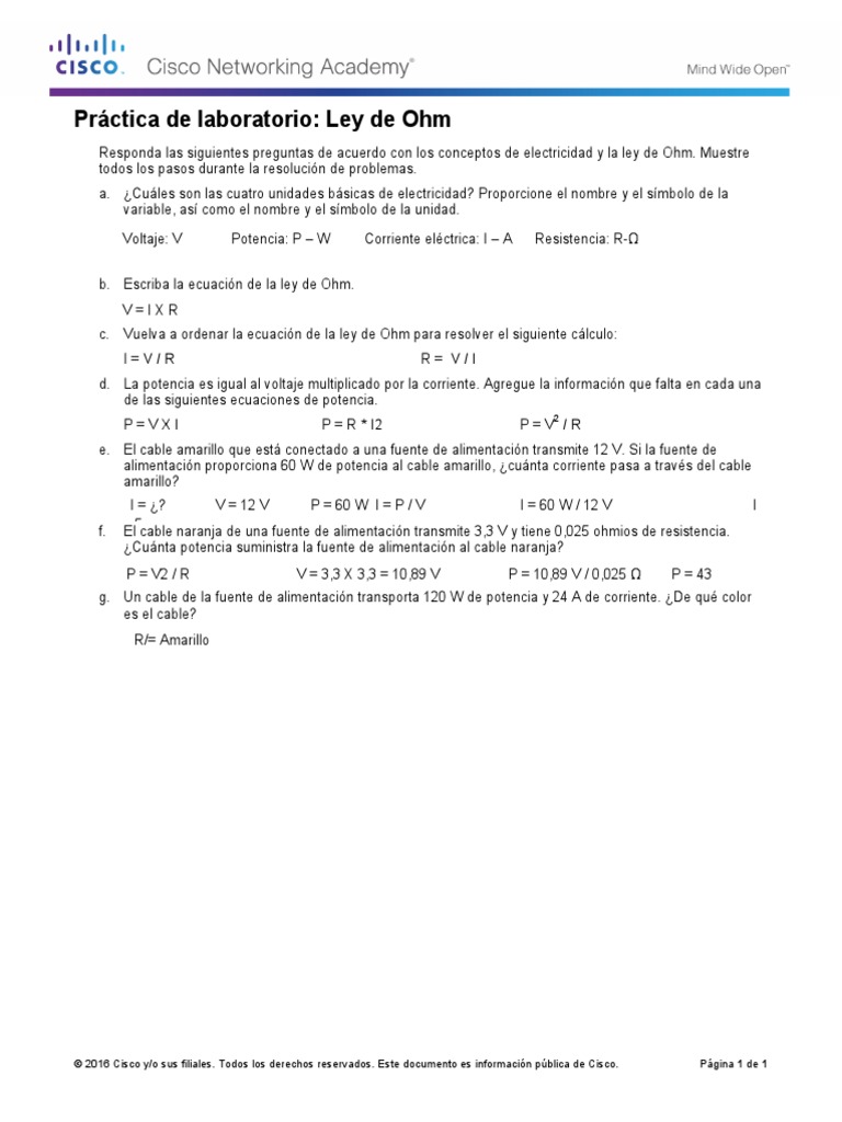 1.1.1.4 Lab - Ohms Law PDF | PDF