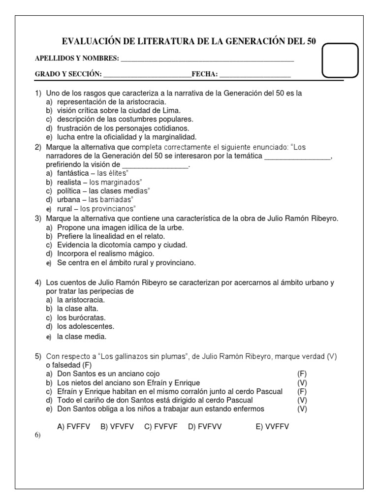 Análisis de la literatura de la Generación del 50 en el Perú | PDF