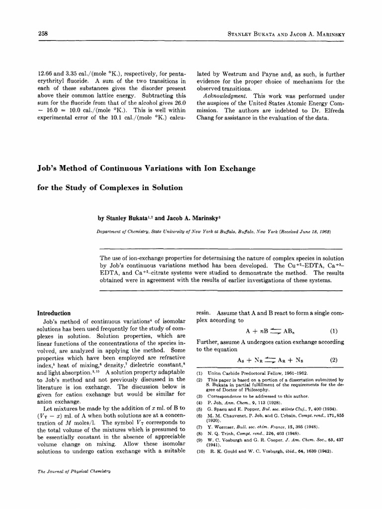 Job Method | PDF | Ion Exchange | Chemical Equilibrium