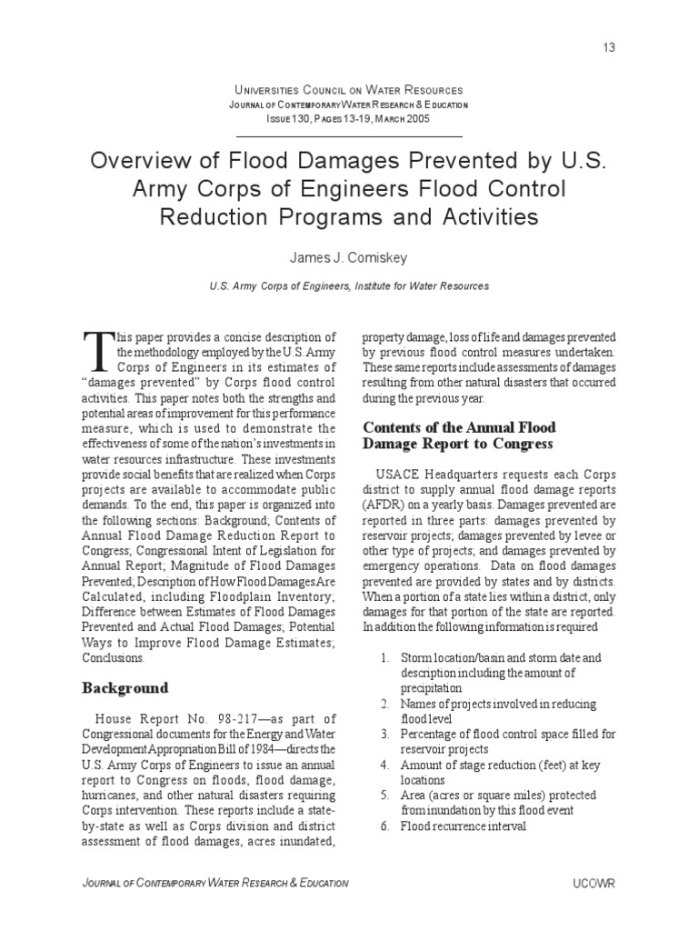 Overview of Flood Damages Prevented by U.S. Army Corps of Engineers ...