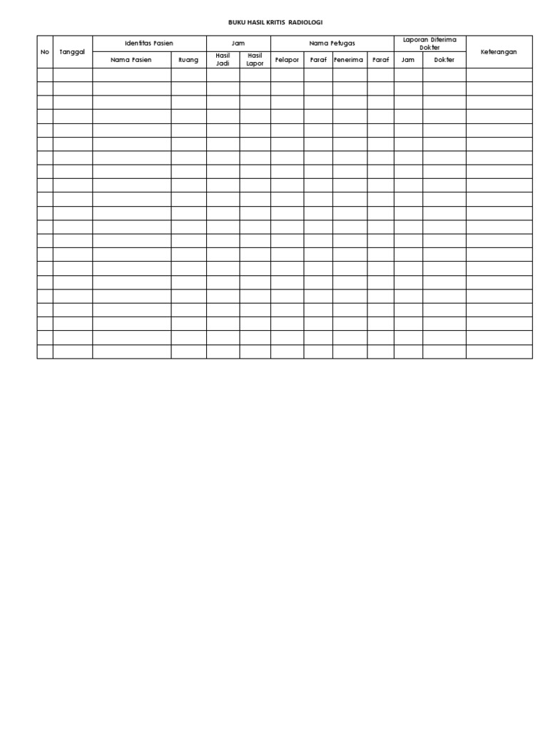Form Buku Hasil Kritis Radiologi | PDF