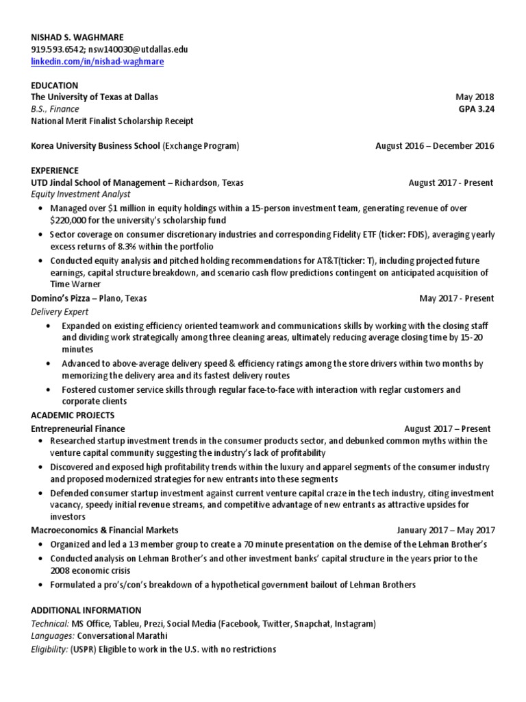 Resume Bcom | PDF | Venture Capital | Corporate Finance