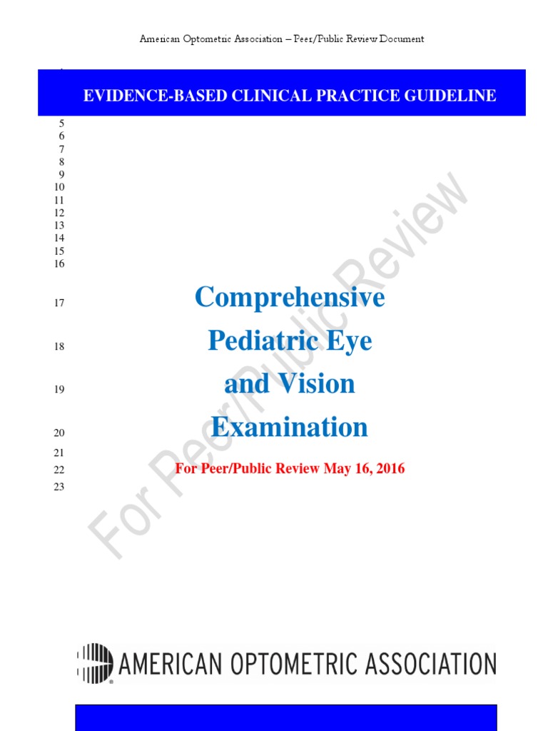 AOAPeerReview Pediatric Guideline Eye Exam | PDF | Optometry | Evidence ...