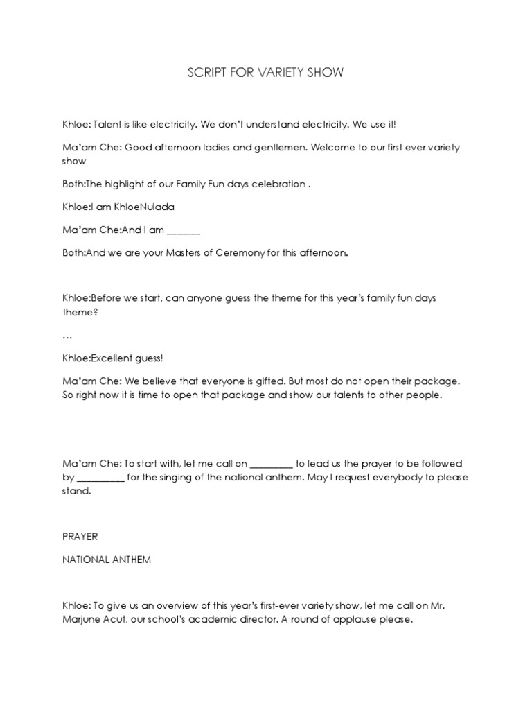 Talent Show Script | PDF | Leisure | Entertainment (General)