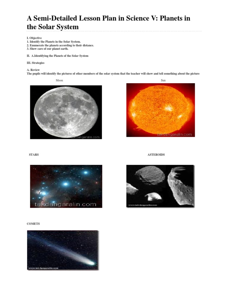 Semi-Detailed Solar System Lesson Plan | PDF | The Planets | Planets