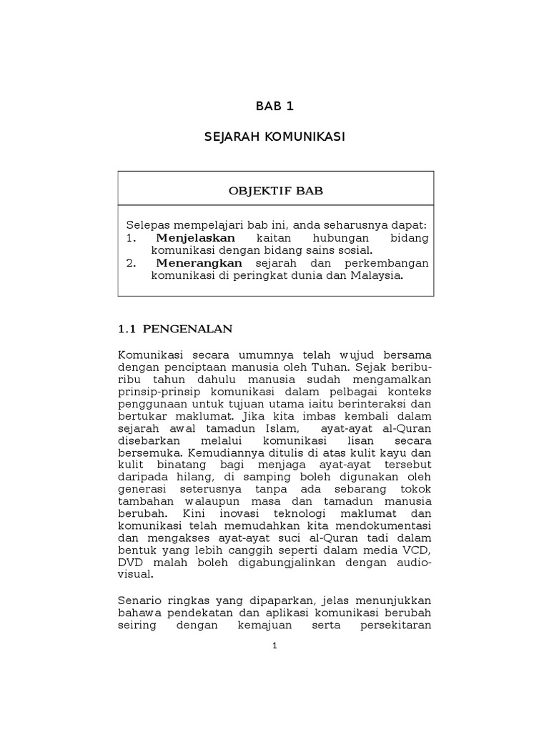 Nota Pengantar Komunikasi - BAB - 1 | PDF