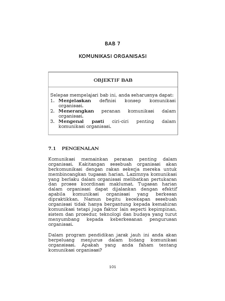 Nota Pengantar Komunikasi - BAB - 7 | PDF