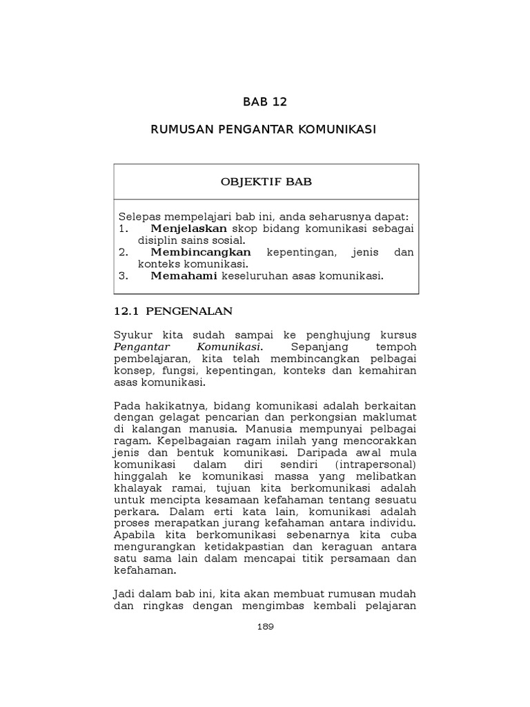 Nota Pengantar Komunikasi - BAB - 12 | PDF