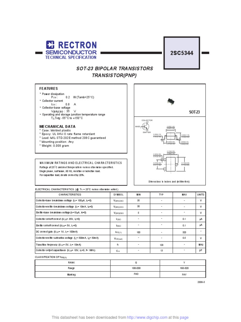 2SC5344Y | PDF | Bipolar Junction Transistor | Electric Power