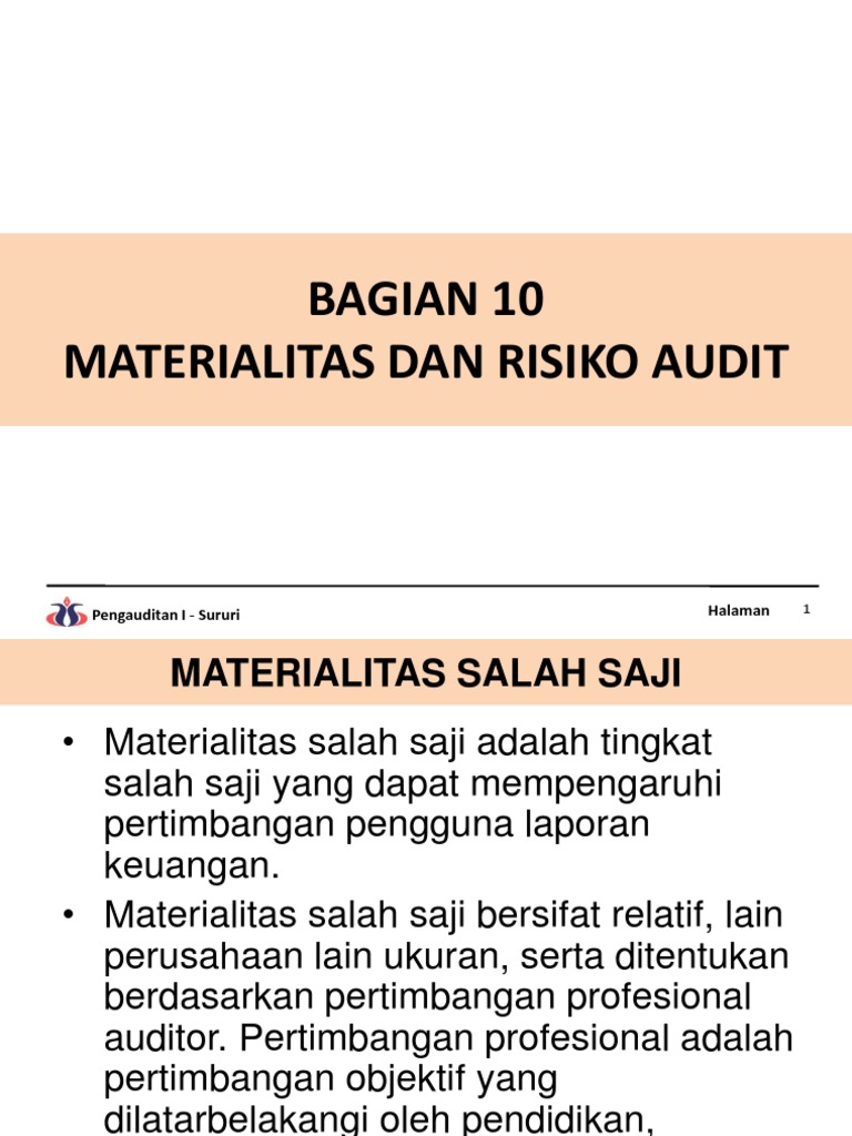Bagian 10 - Materialitas Dan Risiko Audit | PDF