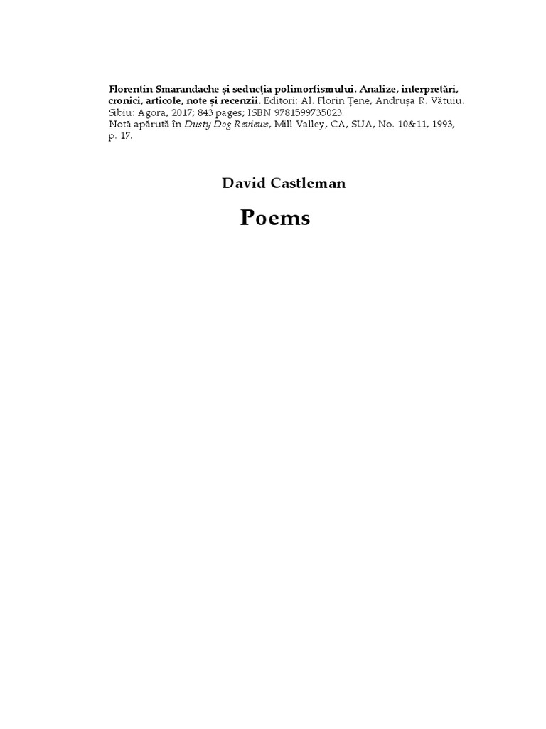 Poems: David Castleman | PDF