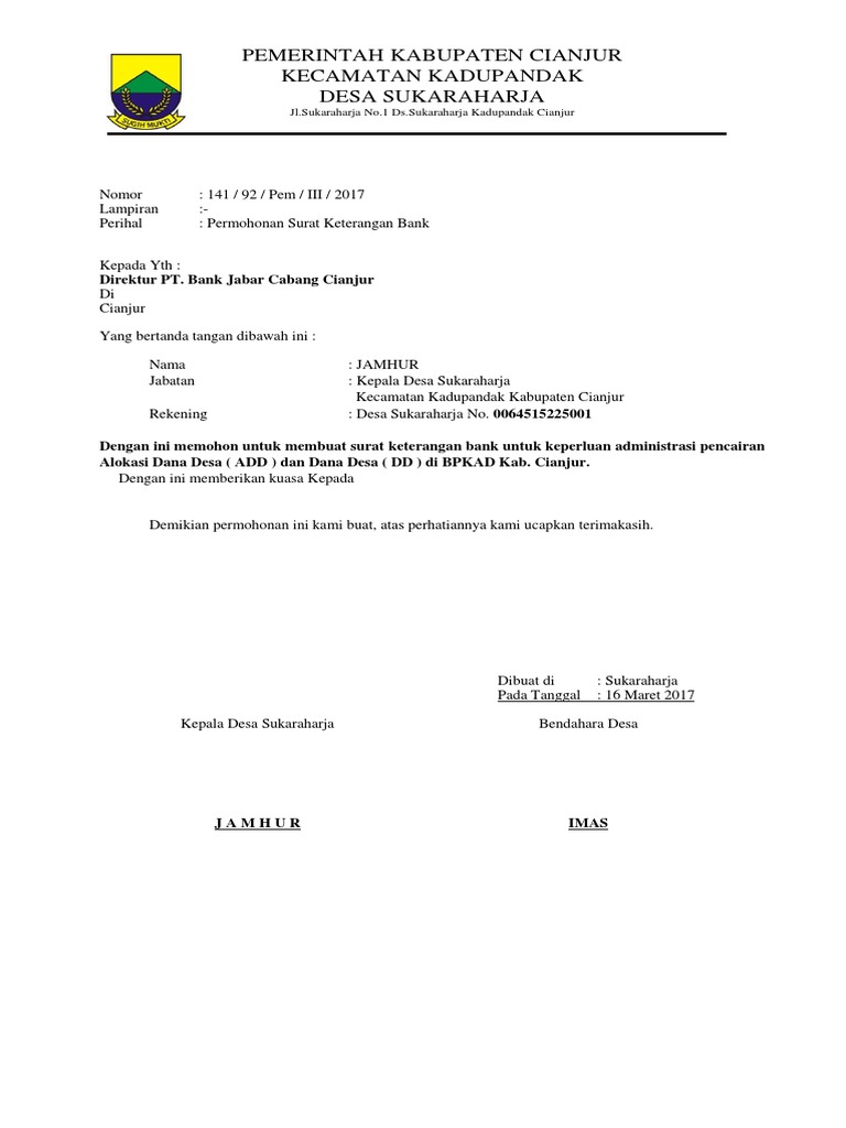 Surat Permohonan Bank | PDF