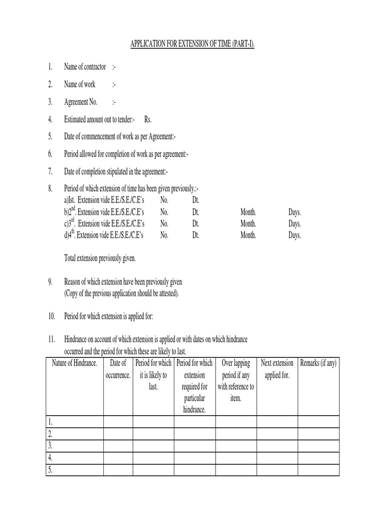 Application For Extension of Time | Government | Government Information