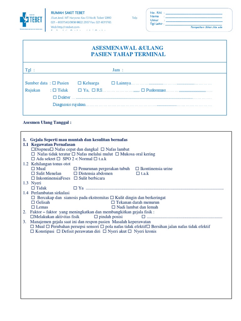 Asesmen Awal Dan Ulang Pasien Tahap Terminal | PDF | Karier & Perkembangan