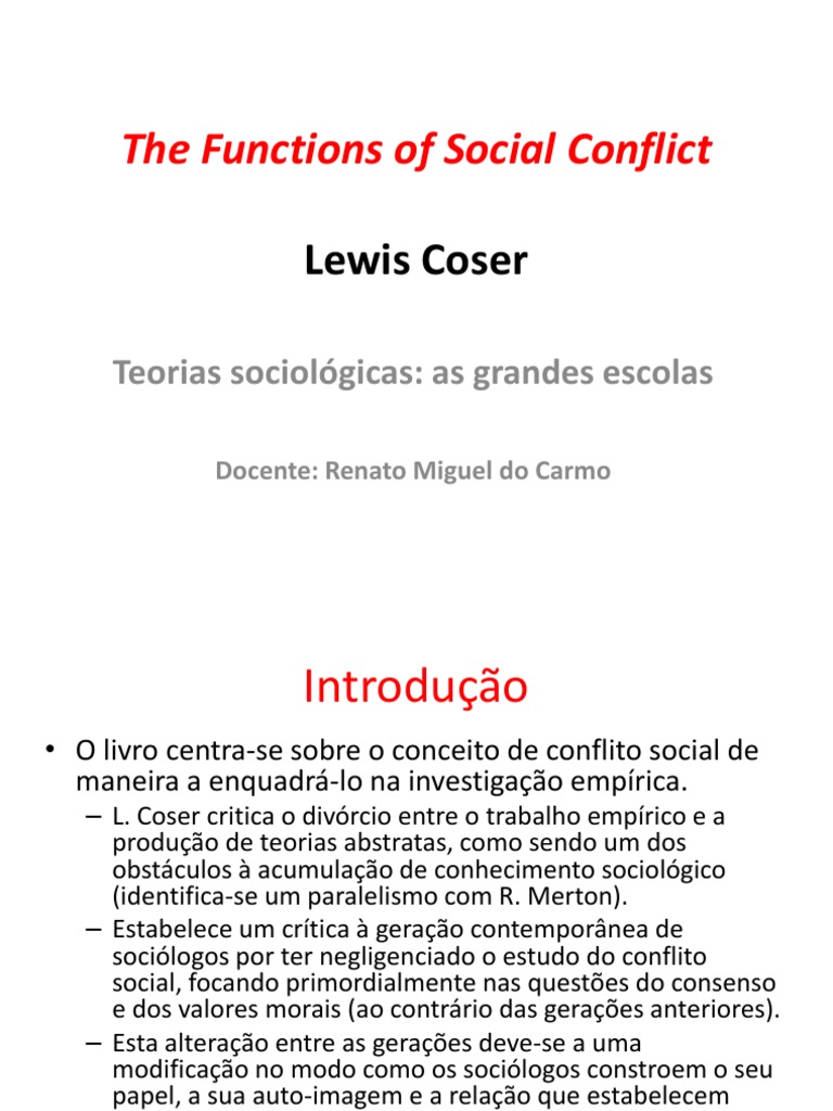 Lewis Coser | PDF | Sociologia | Science