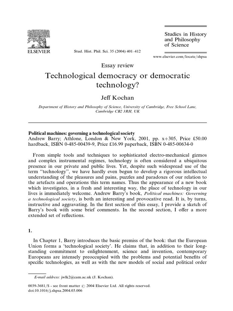 Technological Democracyor Democratic Technology?: Jeff Kochan | PDF ...