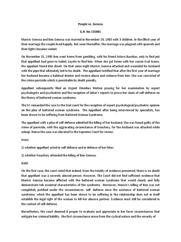 People vs. Genosa G.R. No 135981 | PDF | Search And Seizure | Ownership