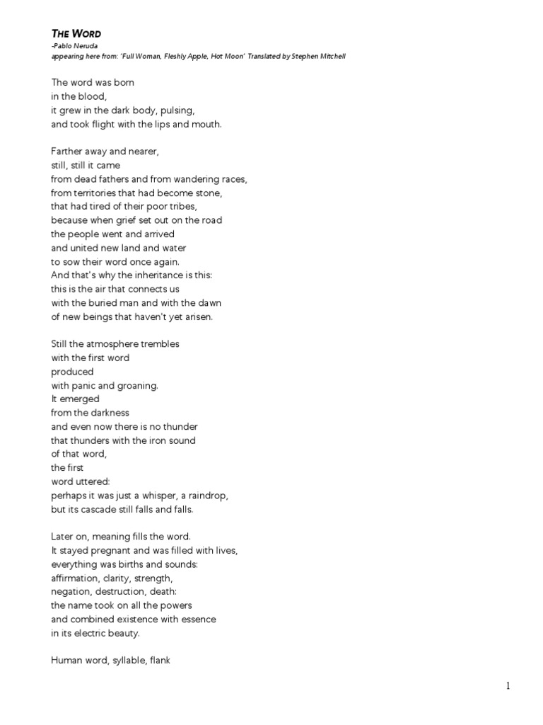 Neruda Poems For Poetry Project 2015 | PDF | Lemon | Nature