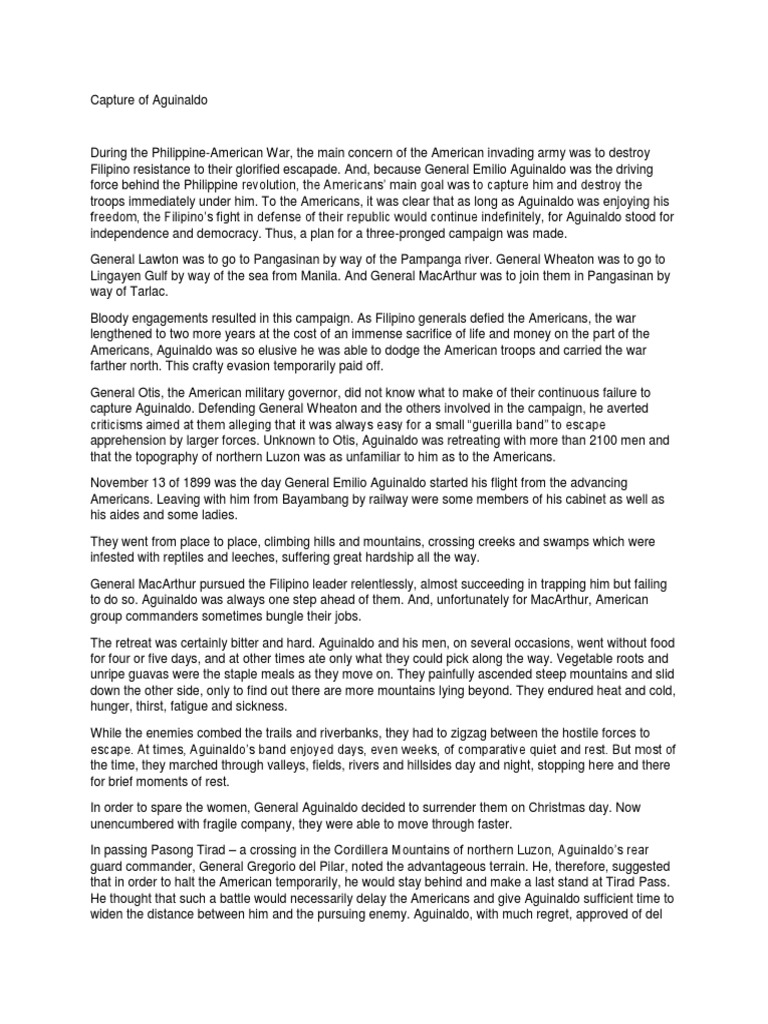 Capture of Aguinaldo - The American Plan to Capture the Leader of ...