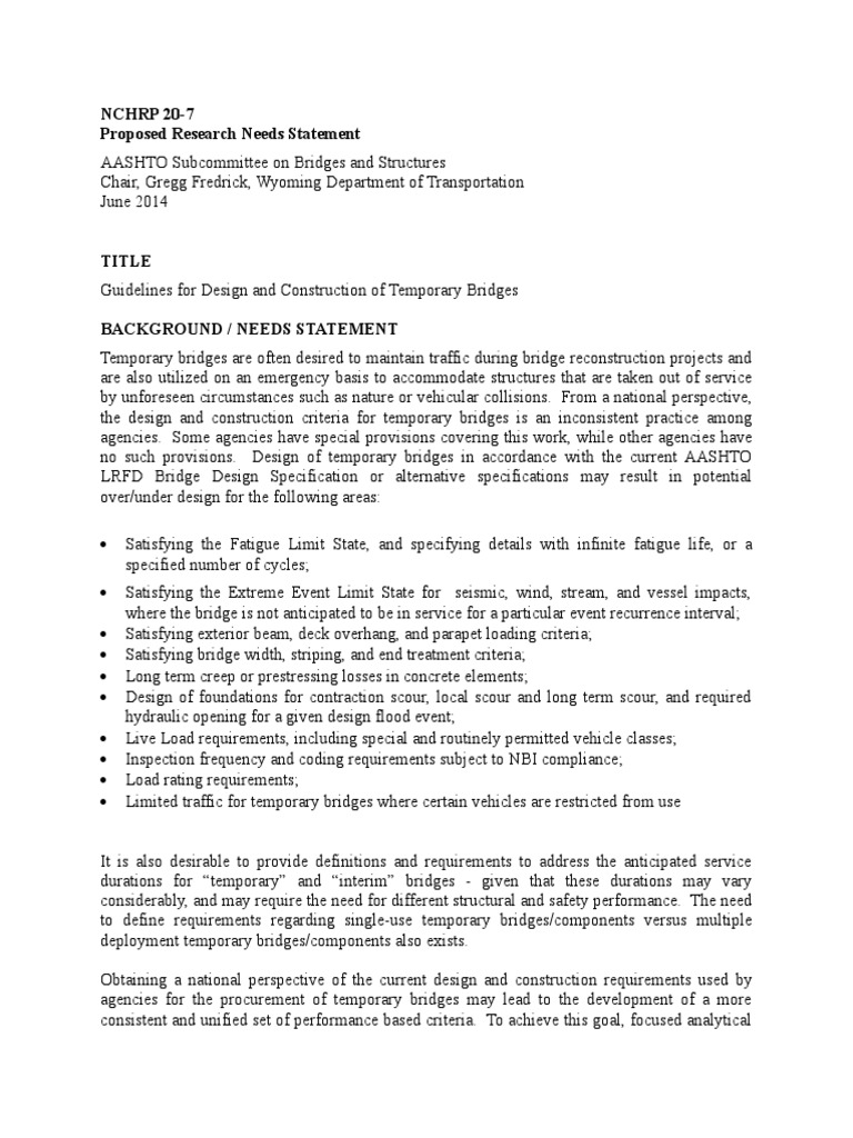Temporary Bridge Design Guidelines | PDF | Specification (Technical ...