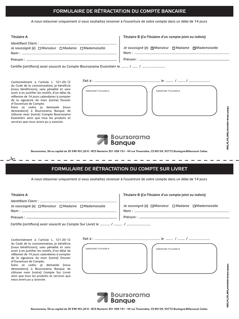 0653 Formulaire de Retractation | PDF | Bancaire | Banques