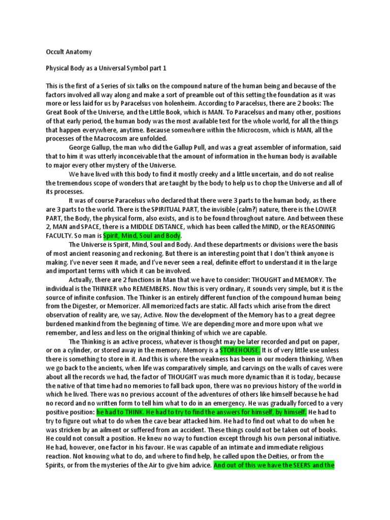 Occult Anatomy | PDF | Thought | Mind