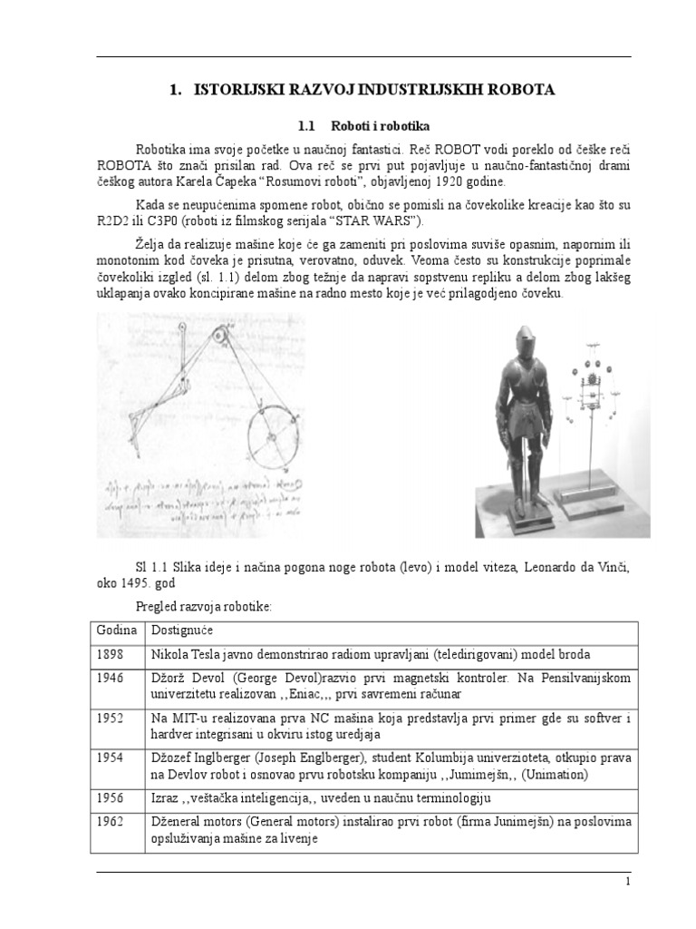 Istorijski Razvoj Industrijskih Robota | PDF