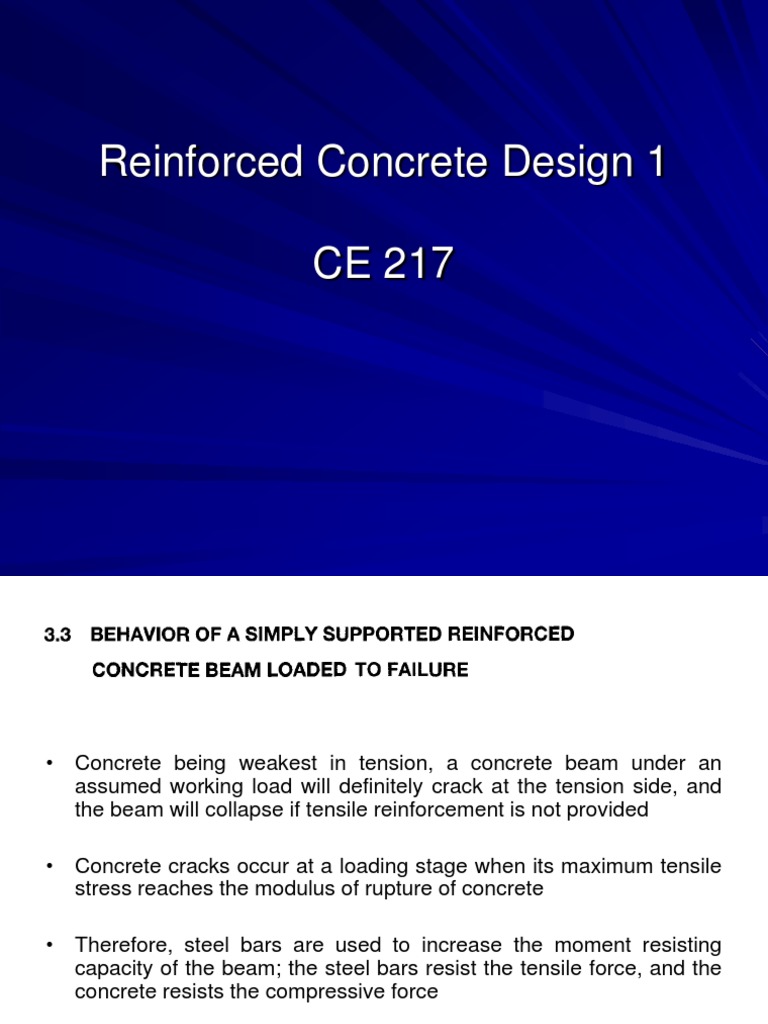 Reinforced Concrete Design 1 CE 217 | PDF | Beam (Structure) | Strength ...